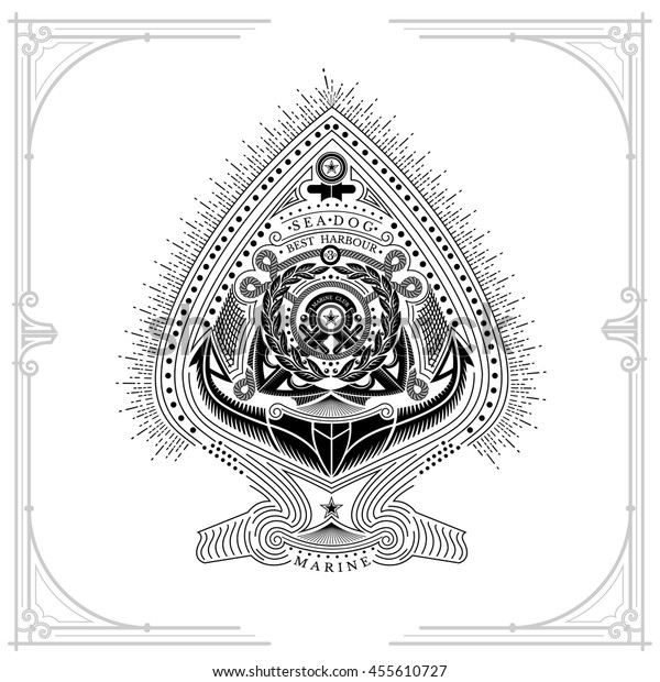 Ace Spades Big Anchor Two Cross Stock Vector (Royalty Free) 455610727 ...