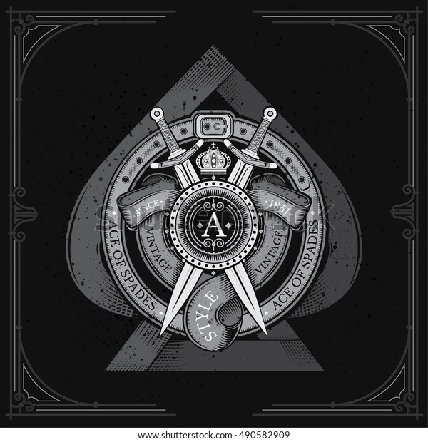 Ace Spades Round Shield Cross Swords Stock Vector (Royalty Free) 490582909