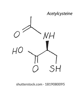 Acetylcysteine Molecule Formula Hand Drawn Imitation Stock Vector ...