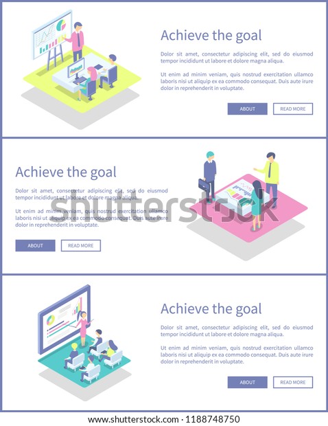 Achieve Goal Posters Set Text Sample Stock Vector (Royalty Free ...