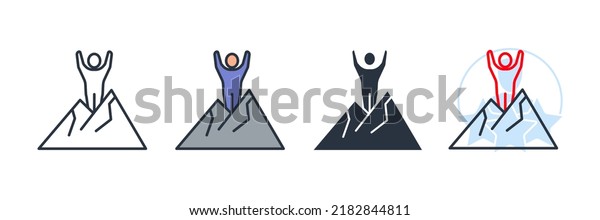 Achievement Icon Logo Vector Illustration Man Stock Vector (Royalty ...