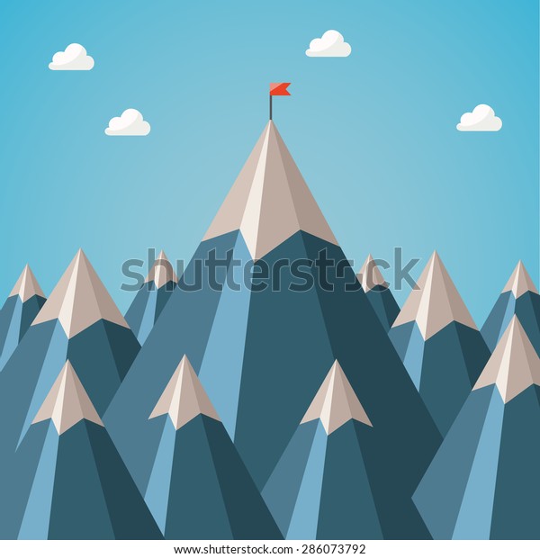 Achieving Goal Upward Movement Flag On Stock Vector (Royalty Free ...