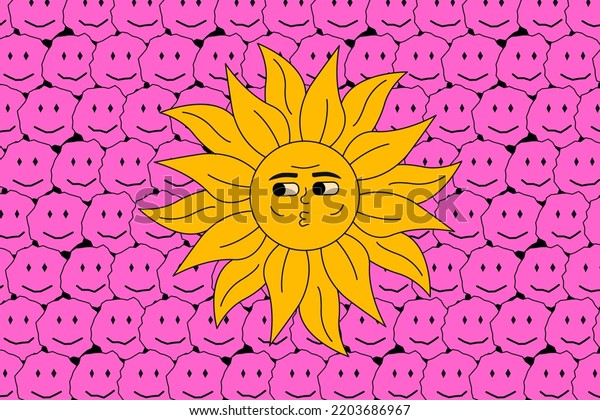 Acid Sun On Background Bright Smiling Stock Vector (Royalty Free ...