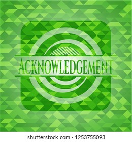 Acknowledgement Green Emblem Triangle Mosaic Background Stock Vector ...