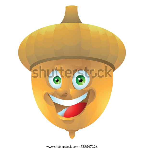 Acorn Smiling Face Expression Cartoon Character Stock Vector (Royalty ...