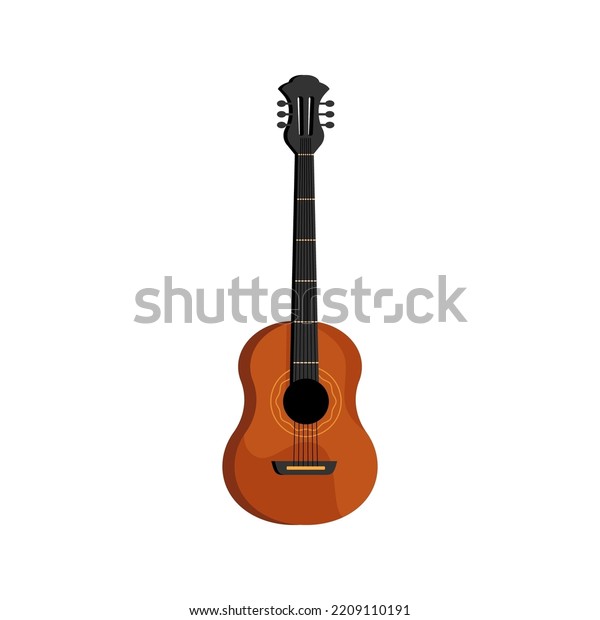 Acoustic Guitar Isolated String Musical Instrument Stock Vector ...