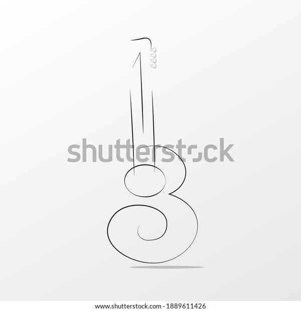 Acoustic Guitar Shape Art Vector Stock Vector (Royalty Free) 1889611426 ...