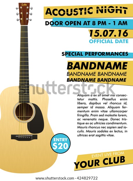 Acoustic Night Performance Poster Your Club Stock Vector (Royalty Free ...