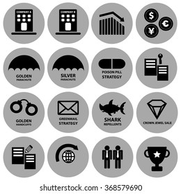 Acquisition Takeover Strategy Vector Icon Set Stock Vector (Royalty ...