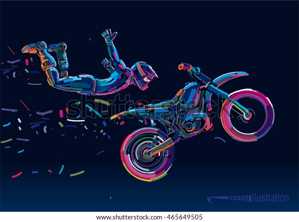 Acrobatic Motorcycles Jump Show Vector Artwork Stock Vector (Royalty ...