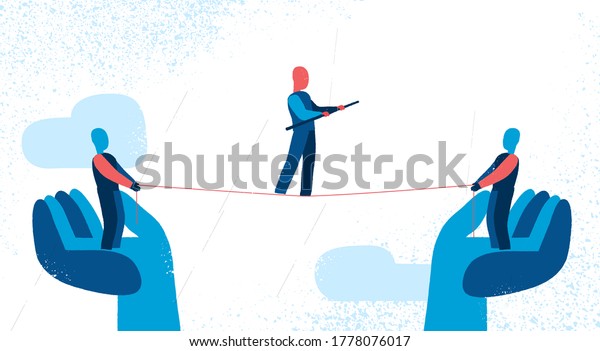 Acrobats Mutual Trust Man Balancing On Stock Vector (Royalty Free ...