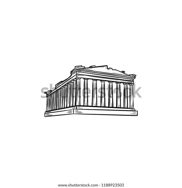 Acropolis Athens Hand Drawn Outline Doodle Stock Vector (Royalty Free ...
