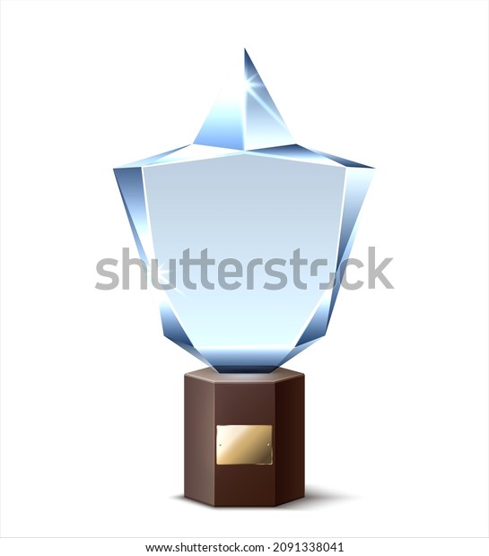 Acrylic Trophy Award Blank Winner Label Stock Vector (Royalty Free ...