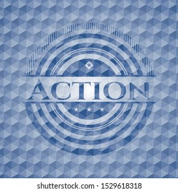 Action Blue Hexagon Badge Vector Illustration Stock Vector (Royalty ...
