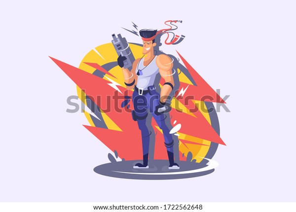 Action Hero Combat Soldier Heroic Pose Stock Vector (Royalty Free ...