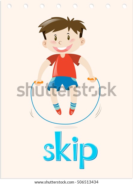 Action Verb Flashcard Word Skip Illustration Stock Vector (Royalty Free ...