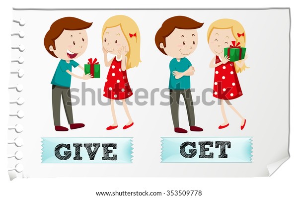 Action verbs give and get illustration