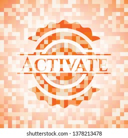 Activate Abstract Emblem Orange Mosaic Background Stock Vector (Royalty ...