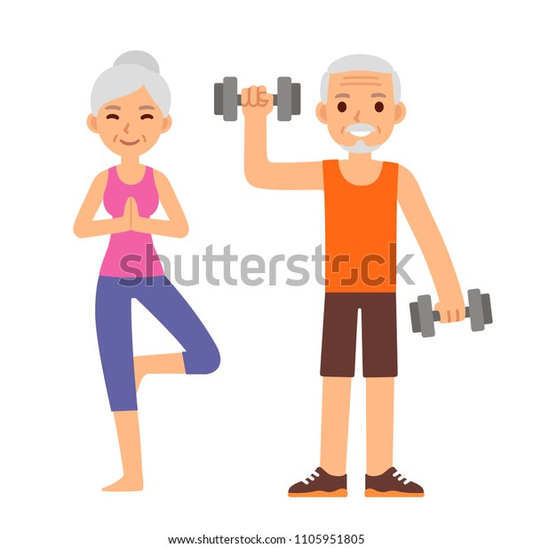 Active Healthy Senior Couple Cartoon Woman Stock Vector (Royalty Free ...