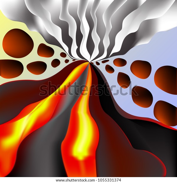 Active Volcano Erupting Lava Flying Rocks Stock Vector (Royalty Free ...