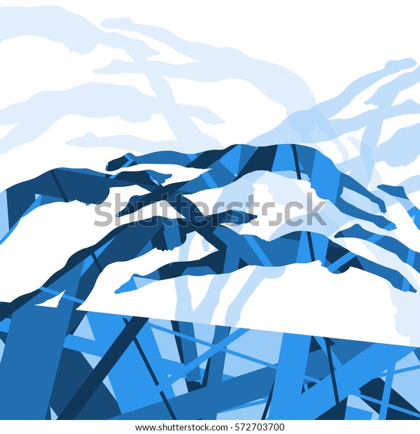 Active Young Swimmers Diving Swimming Water Stock Vector (Royalty Free ...