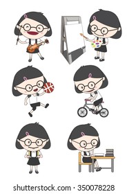 Activity Cute Girl Stock Vector (Royalty Free) 350078228 | Shutterstock