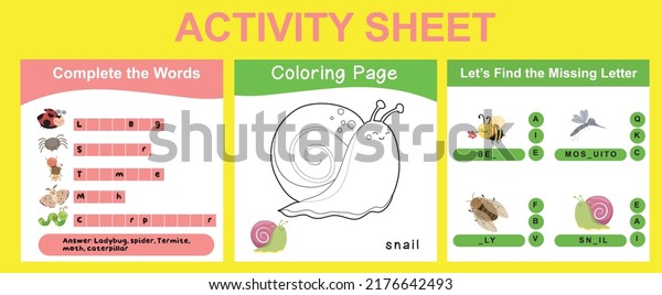 Activity Sheet Children Educational Printable Worksheet: เวกเตอร์สต็อก ...
