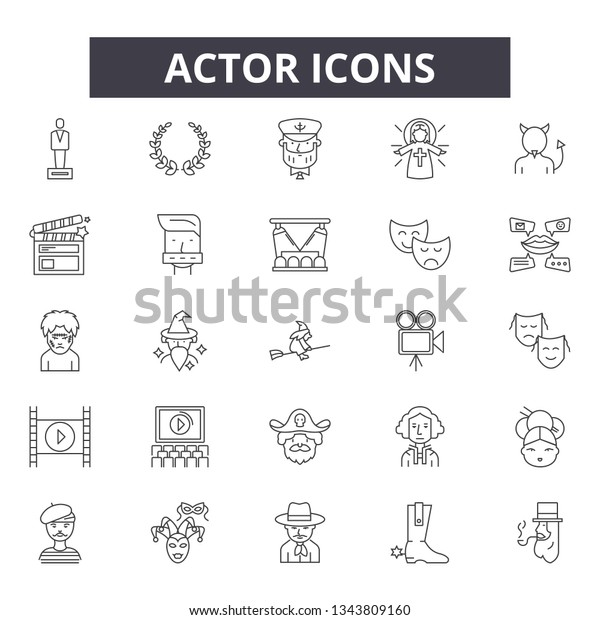 Actor Line Icons Editable Stroke Signs Stock Vector (Royalty Free ...