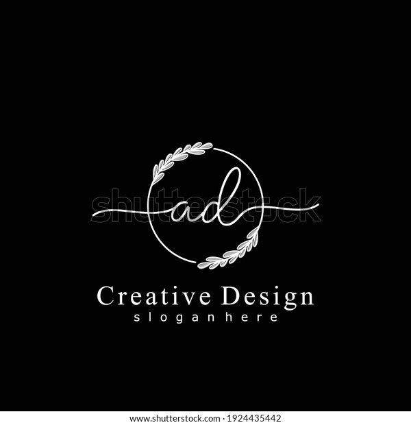 Ad Initial Calligraphy Handwritten Logo Handwritten Stock Vector ...
