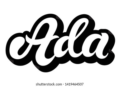 Ada Womans Name Hand Drawn Lettering Stock Vector (Royalty Free ...