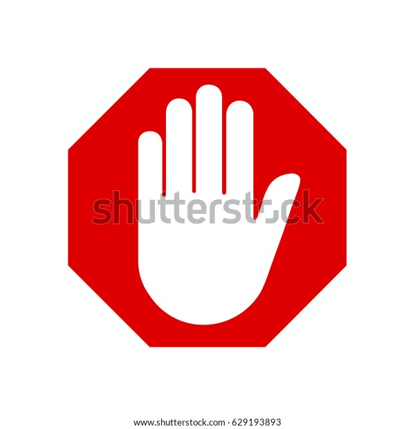 Symbol für Stoppzeichen oder rotes Stoppzeichen mit Hand anbringen