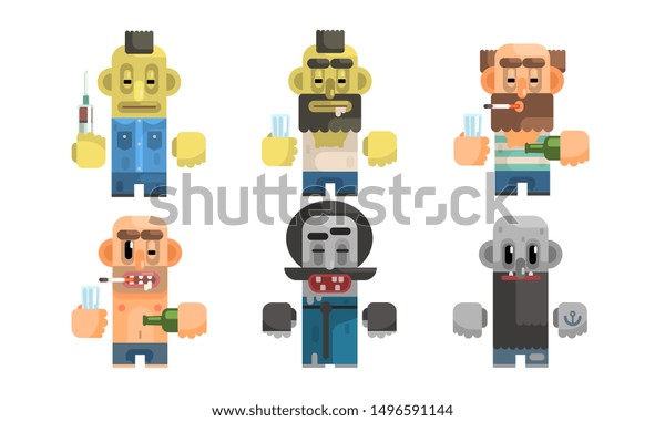Addict Men Set Male Characters Having Stock Vector (Royalty Free ...