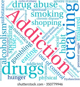 Addiction Word Cloud On White Background Stock Vector (Royalty Free ...