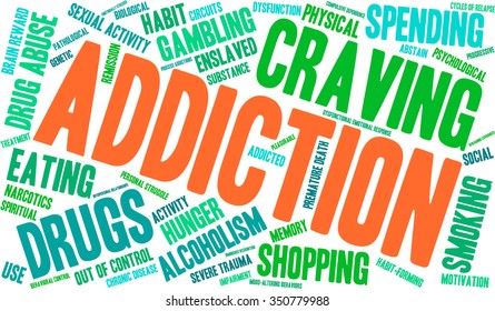 Addiction Word Cloud On White Background Stock Vector (Royalty Free ...