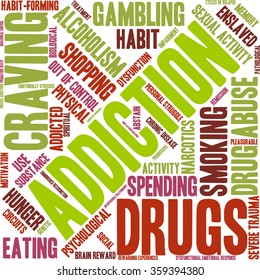 Addiction Word Cloud On White Background Stock Vector (Royalty Free ...