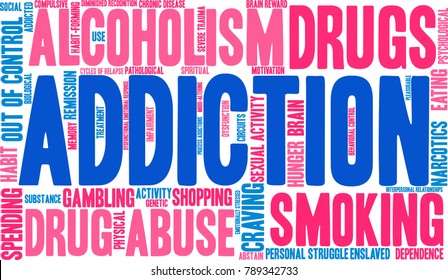 Addiction Word Cloud On White Background Stock Vector (Royalty Free ...