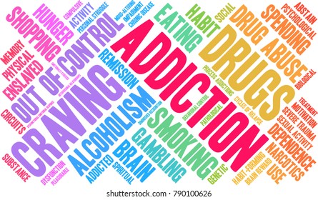 Addiction Word Cloud On White Background Stock Vector (Royalty Free ...