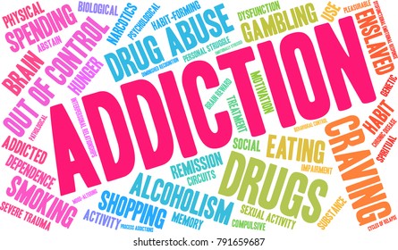 Addiction Word Cloud On White Background Stock Vector (Royalty Free ...