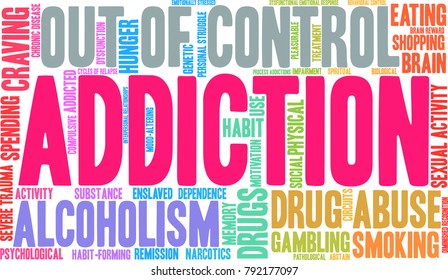 Addiction Word Cloud On White Background Stock Vector (Royalty Free ...