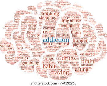 Addiction Word Cloud On White Background Stock Vector (Royalty Free ...