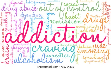 Addiction Word Cloud On White Background Stock Vector (Royalty Free ...
