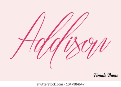 Addisonfemale Name Calligraphy Cursive Dork Pink Stock Vector (Royalty ...