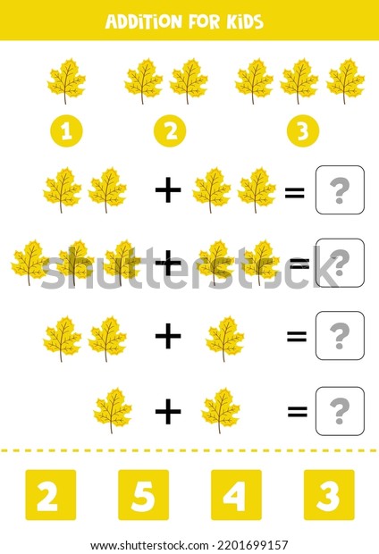 Addition Autumn Maple Leaf Educational Math Stock Vector (Royalty Free ...