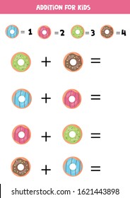 Addition Cartoon Donuts Children Math Game Stock Vector (Royalty Free ...