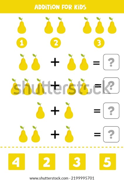 Addition Cute Yellow Pear Educational Math Stock Vector (Royalty Free ...