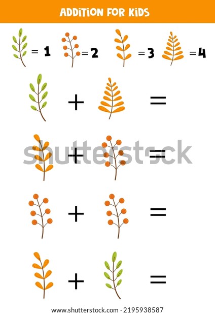 Addition Different Autumn Leaves Educational Math Stock Vector (Royalty ...