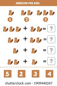 Addition Game Cute Cartoon Beaver Math Stock Vector (Royalty Free ...