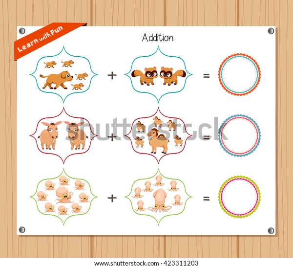Addition Number Worksheet Education Stock Vector (Royalty Free ...
