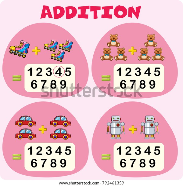 Addition Worksheet Template Toys Illustration Stock Vector (Royalty ...