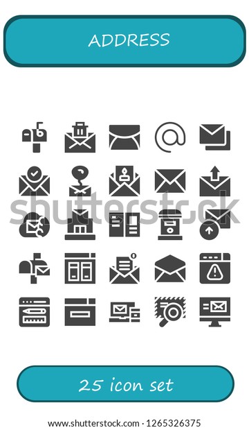 Address Icon Set 25 Filled Address Stock Vector (Royalty Free ...